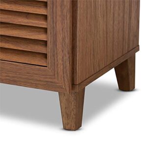 Baxton Studio Coolidge Wood 4-Shelf and Drawer Shoe Cabinet in Walnut Brown