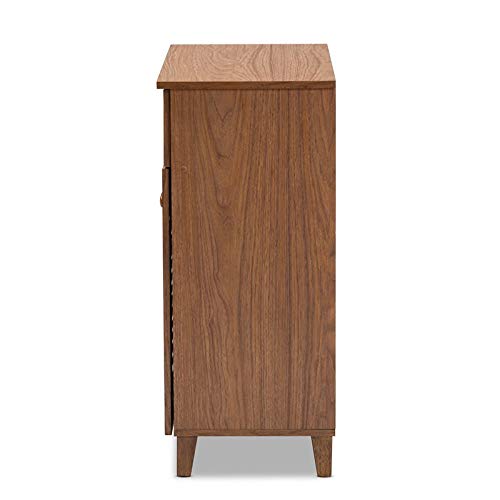 Baxton Studio Coolidge Wood 4-Shelf and Drawer Shoe Cabinet in Walnut Brown