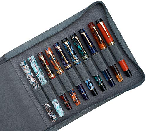 Lanxivi 20 Slots Fountain Pen Case Gray, Waterproof Canvas Pen Holder Display Pouch Bag by KACO