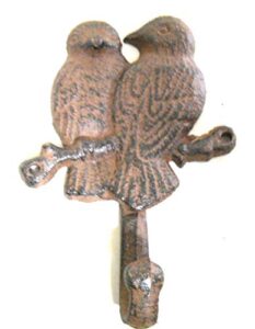 jtw - cast iron antique style rust wall mount garden blue birds coat hooks hook rack towel doves bird 1 hook 5.25 tall.