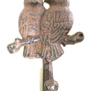 JTW - Cast Iron Antique Style Rust Wall Mount Garden Blue Birds Coat Hooks Hook Rack Towel Doves Bird 1 Hook 5.25 Tall.