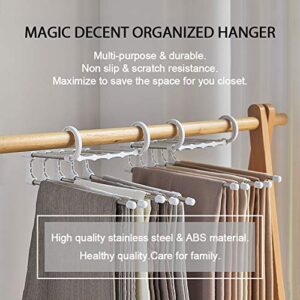 ECKOO 2 Pack Multi-Functional Pants Rack Foldable Adjustable Pants Hangers,Stainless Steel Clothes Hangers Closet Space Saving for Pants Trousers Scarf Tie Belt - White