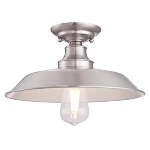 westinghouse lighting 6370200 iron hill 12-inch, one-light indoor semi flush mount ceiling light, brushed nickel finish