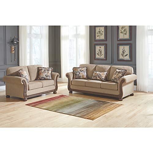 Signature Design by Ashley Westerwood New Traditional Loveseat with 2 Accent Pillows, Brown