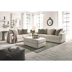 Signature Design by Ashley Soletren Contemporary Chenille Sofa with 4 Accent Pillows, Off-White