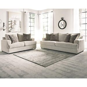 Signature Design by Ashley Soletren Contemporary Chenille Sofa with 4 Accent Pillows, Off-White