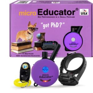 Micro Educator ME-300-1/3 Mile Ecollar Dog Training Collar with Remote for Small, Medium, and Large Dogs - Static, Vibration & Tone Electric Training Collar for Dogs by E-Collar Technologies