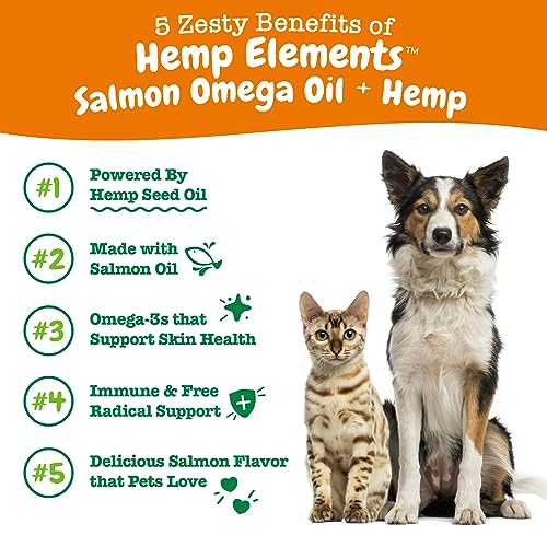 Zesty Paws Salmon Omega Oil Hemp for Dogs and Cats with Wild Alaskan Salmon Oil Omega 3 and 6 Fatty Acids with EPA DHA for Pets Supports Normal Skin Moisture and Immune System Function 32oz