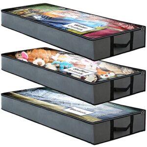 nestneatly smartcube underbed storage bag, 3 large bins with reinforced handles foldable containers