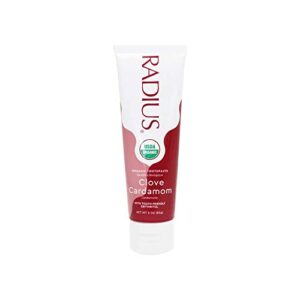 RADIUS USDA Organic Toothpaste 3oz Non Toxic Chemical-Free Gluten-Free Designed to Improve Gum Health & Prevent Cavity - Clove Cardamom - Pack of 3