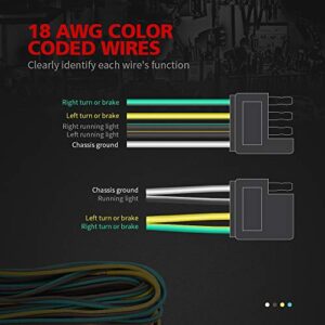 MICTUNING Trailer Wiring Harness Extension Kit - 4 Pin 25 Feet Male and 6 Feet Female Connector, 18 AWG Color Coded 4-Way Flat Wires for Under or Over 80 Inches Wide Trailers