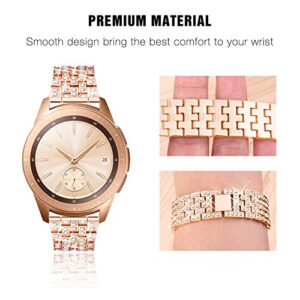 SUPOIX Compatible for Samsung Galaxy Watch 6/Watch 4/Watch 5 40mm 44mm/Galaxy Watch 3 41mm/Galaxy Watch 42mm/Active 2 Band, 2 Pack 20mm Women Jewelry Bling Metal Replacement Strap (Rose gold)