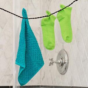 Bungee Clothesline | Braided Cord Travel Clothesline Travel Bungee Cord Laundry Clothesline (with 2 Strong Suction Cups) For Hotel Travel,Camping + Laundry Room,No Safety Pins Needed,Indoor or outdoor