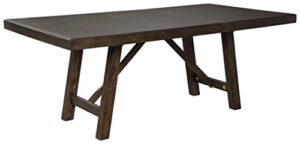 signature design by ashley rokane rustic farmhouse dining room extension table, seats up to 8, brown