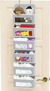 simple houseware over door/wall mount 6 clear window pocket organizer, gray