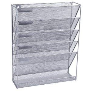 easepres file organizer mesh 5-tier black hanging file organizer vertical holder rack for office home, silver