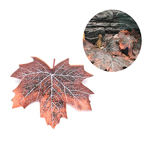 POPETPOP Leaf Litter for Reptiles-Artificial Autumn Maple Leaves Decorative Fiber Lifelike Leaf Reptile Supplies