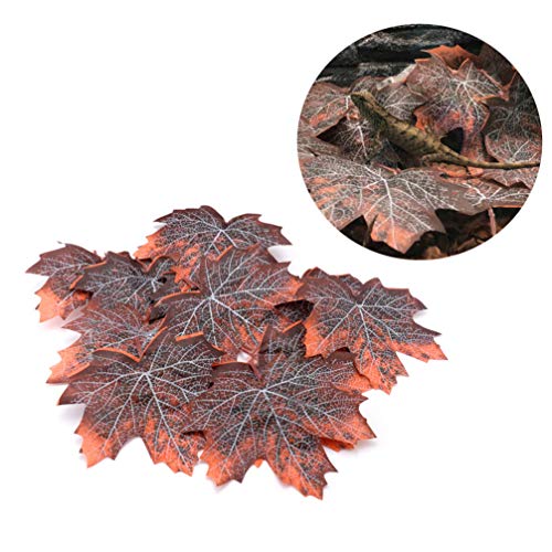 POPETPOP Leaf Litter for Reptiles-Artificial Autumn Maple Leaves Decorative Fiber Lifelike Leaf Reptile Supplies