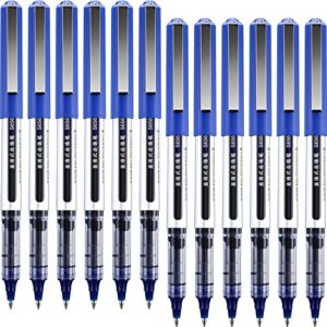 chinco 12 pieces rolling ball pens, quick-drying ink 0.5 mm extra fine point pens liquid ink pen rollerball pens (blue)