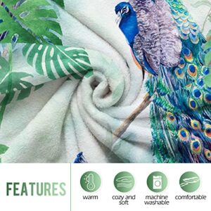 Levens Peacock Feathers Throw Blanket Gifts for Women Girls, Animals Decor for Couch Bed Sofa Travelling Camping, Birthday Christmas Soft Cozy Lightweight Blankets for Kids Adults 50"x60"