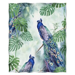 Levens Peacock Feathers Throw Blanket Gifts for Women Girls, Animals Decor for Couch Bed Sofa Travelling Camping, Birthday Christmas Soft Cozy Lightweight Blankets for Kids Adults 50"x60"