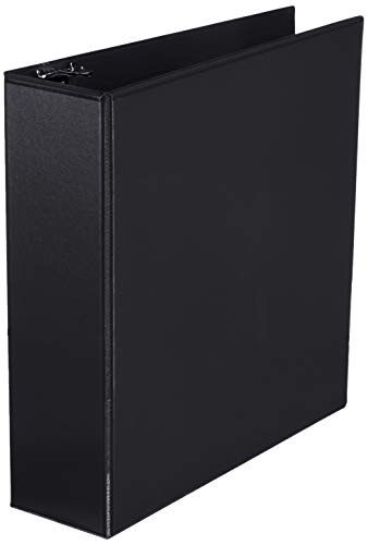 Amazon Basics 3 Inch, 3 Ring Binder, Round Ring, Customizable View Binder, Black, 12-Pack