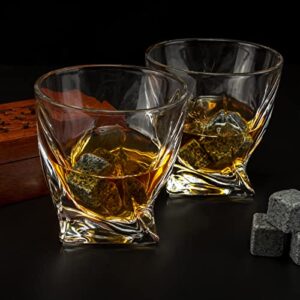 LANFULA Crystal Whiskey Glasses, Old Fashioned Cocktail Glass for Bourbon Scotch Whisky Vodka Drinking, Large Rocks Tumblers Set of 4