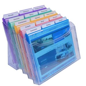 ultimate office stationmate stepup polystyrene file desktop organizer with 18, 3rd-cut pocketfile project files, clear