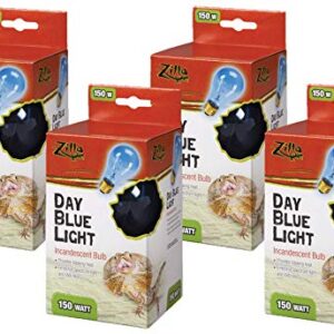 Zilla Incandescent Day Blue Light Bulb for Reptiles 150 Watt - Pack of 4