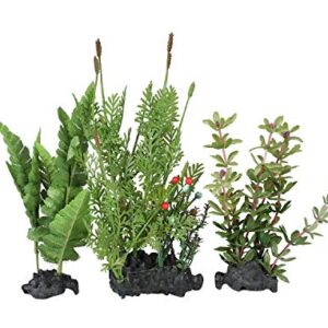 CNZ® 3 Pcs Assorted Lifelike Green Aquarium Plastic Plant Decoration