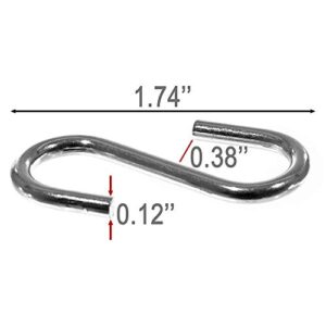 Paracord Planet 1/8 Inch S Hooks – 1/8 Inch Thick Metal and 1 ¾ Inch Long Hanging Tool (10 Pack)