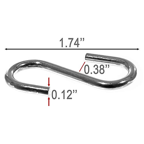 Paracord Planet 1/8 Inch S Hooks – 1/8 Inch Thick Metal and 1 ¾ Inch Long Hanging Tool (10 Pack)