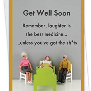 NobleWorks - Funny Get Well Greeting Card - Hilarious Feel Better Notecard with Envelope - Best Medicine C7317GWG