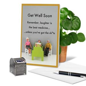 NobleWorks - Funny Get Well Greeting Card - Hilarious Feel Better Notecard with Envelope - Best Medicine C7317GWG