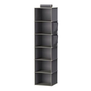 youdenova hanging closet organizer and storage, 6-shelf closet hanging storage shelves,grey