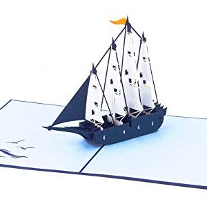 Clipper Ship 3D Pop Up Greeting Card - Sailboat, Ocean, Happy Birthday, Just Because, Special Days, Retirement, Graduation, Friendship,Anniversary Card, Unique Gifts For Men, Women | Pop Card Express (Clipper Ship Pop Up Card)