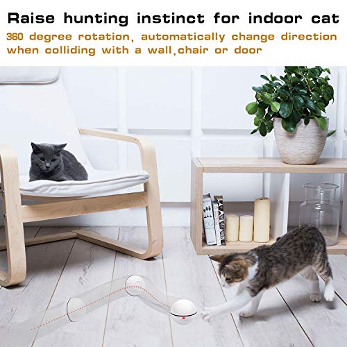 YOFUN Smart Interactive Cat Toy - Newest Version 360 Degree Self Rotating Ball, USB Rechargeable Wicked Ball, Build-in Spinning Led Light, Stiulate Hunting Instinct for Your Kitty (White)