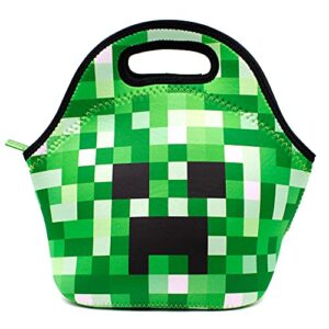 school boys neoprene insulated lunch tote bag waterproof travel outdoor carrying lunch box container case for kids girls (green)