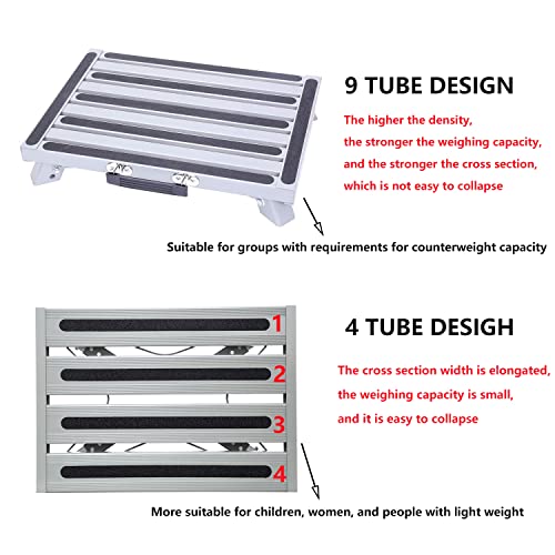 Homeon Wheels Stable RV Steps, Adjustable Aluminum Folding Platform Step with Non-Slip Rubber Feet, Gripper Strips, Reflective Strips and Handle, 16.5" x 12.2" RV Step Stool Supports Up to 1000lbs