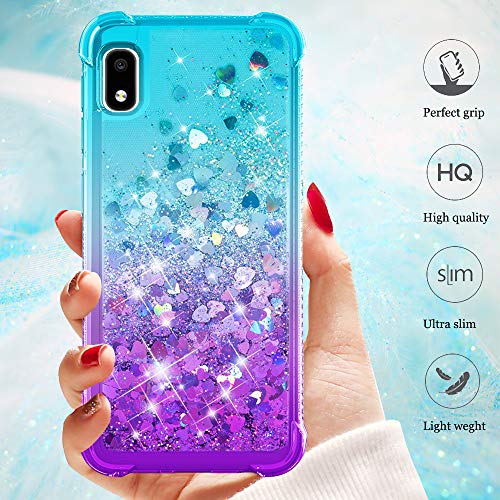 Dzxouui for Galaxy A10E Case,Samsung Galaxy A10E Case,TPU Protective Cover for Girls and Women Glitter Bling Sparkle Cute Phone Case for Samsung Galaxy A10E(Teal/Purple)