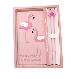 Flamingo Notebook Journal Gel Pen Set Trendy Flamingo Diary Notebook Pink Flamingo Gifts Set for School Office Supplies Girls Kids Birthday Gift