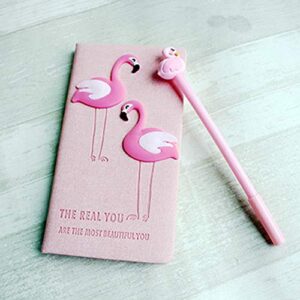 Flamingo Notebook Journal Gel Pen Set Trendy Flamingo Diary Notebook Pink Flamingo Gifts Set for School Office Supplies Girls Kids Birthday Gift