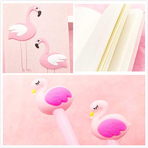 Flamingo Notebook Journal Gel Pen Set Trendy Flamingo Diary Notebook Pink Flamingo Gifts Set for School Office Supplies Girls Kids Birthday Gift