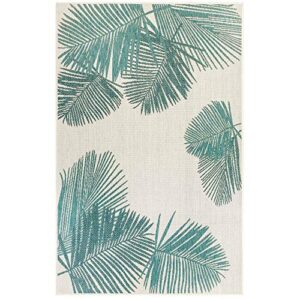 Liora Manne Carmel Indoor Outdoor Rug - Nature Styled Rug, Comfortable & Durable, Power Loomed, Polypropylene Material, UV Stabilized, Palm Aqua, 6'6" x 9'3"