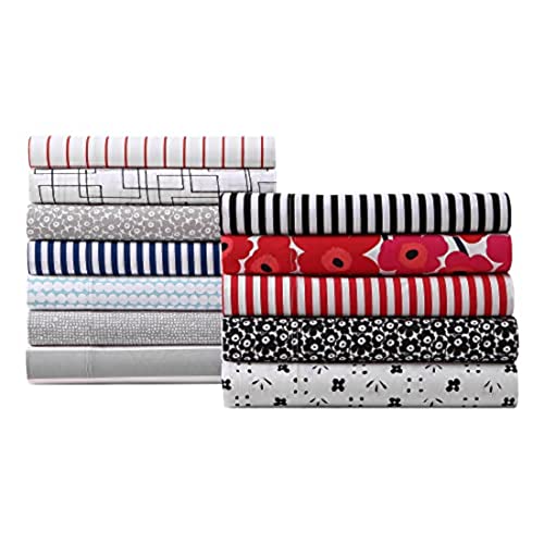 MARIMEKKO - Percale Collection - Sheet Set - 100% Cotton, Crisp & Cool, Lightweight & Moisture-Wicking Bedding, Queen, Orkanen