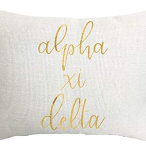 Sorority Shop Alpha Xi Delta Pillow – Gold Script Design, 12" x 16" Lumbar Pillow Sorority