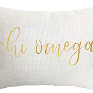 Sorority Shop Chi Omega Pillow – Gold Script Design, 12" x 16" Lumbar Pillow Sorority