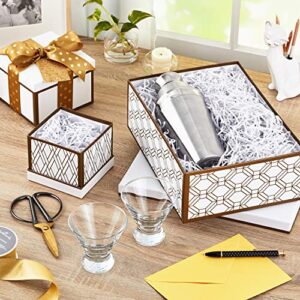 Hallmark Nested Gift Boxes with Lids and Fill (Set of 3, White and Gold, Assorted Sizes) for Valentine's Day, Weddings, Bridal Showers and More