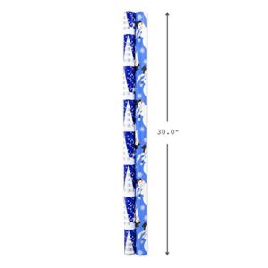 Hallmark Holiday Reversible Wrapping Paper Bundle, Blue and Silver (Pack of 2, 60 sq. ft. ttl) Snowmen, Snowflakes, Christmas Trees