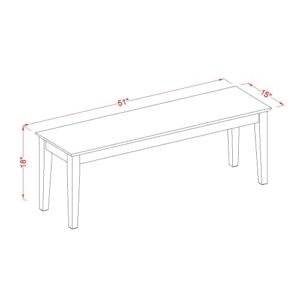 East West Furniture CADA6-LWH-W Capri 6 Piece Set Contains a Rectangle Kitchen Table and 4 Dining Chairs with a Bench, 36x60 Inch, Linen White